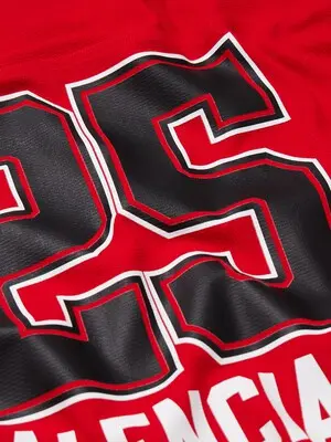 Balenciaga American Football Oversized Printed Piqué T-shirt - Red