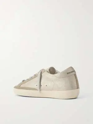 GOLDEN GOOSE Super-star Distressed Glittered Sneakers - Beige