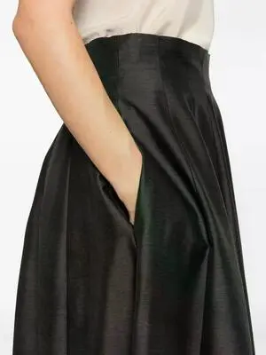 Alberta Ferretti Pleated A-line Midi Skirt