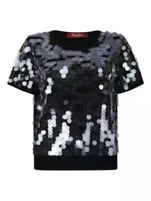 Max Mara Sequin-embellished Short-sleeve T-shirt - Black