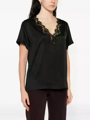 ERMANNO FIRENZE Lace-insert Blouse - Black