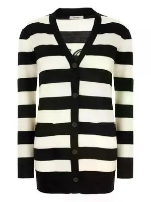 Max Mara Striped Virgin-wool Cardigan - Black