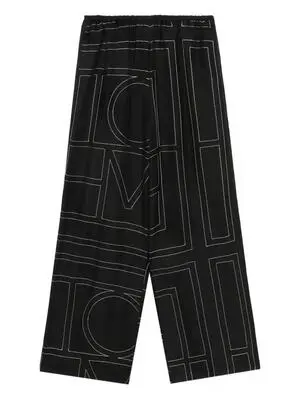 TOTEME Monogram Silk Pajama Bottoms - Black