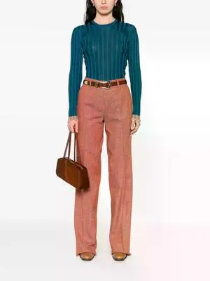 Etro Ribbed Knit Long Sleeve Sweater - Blue