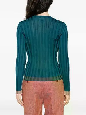 Etro Ribbed Knit Long Sleeve Sweater - Blue