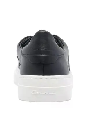Santoni Round-toe Leather Sneakers - Black
