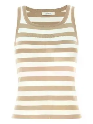 Max Mara Striped Ribbed-knit Top - White