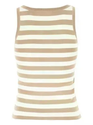 Max Mara Striped Ribbed-knit Top - White