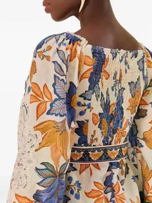 Farm Rio Lace-trimmed Floral Playsuit
