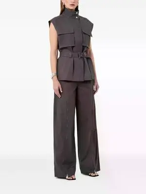 NICHOLAS Amalia Zip-detail Trousers - Brown