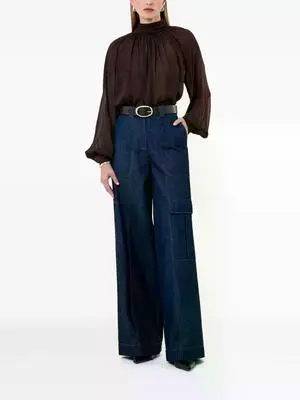 NICHOLAS Solene High-neck Balloon-sleeve Top - Brown