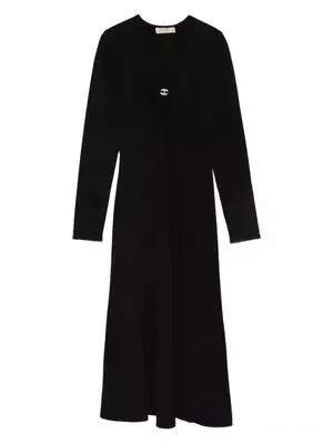 TWINSET Twist-detail Long-sleeved Midi Dress - Black