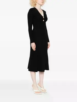 TWINSET Twist-detail Long-sleeved Midi Dress - Black