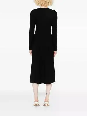 TWINSET Twist-detail Long-sleeved Midi Dress - Black