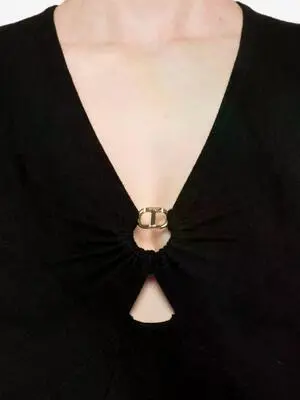 TWINSET Twist-detail Long-sleeved Midi Dress - Black