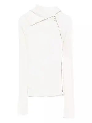 Sportmax Ribbed Zip-front Sweater - White