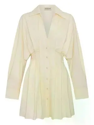 NICHOLAS Fabienne Pleated Shirt Dress - Neutrals