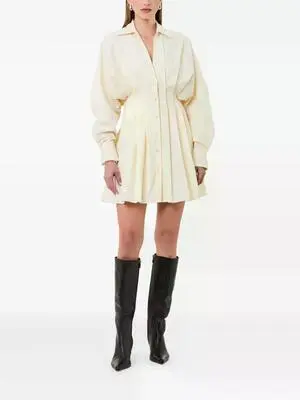 NICHOLAS Fabienne Pleated Shirt Dress - Neutrals