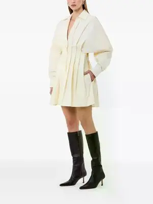 NICHOLAS Fabienne Pleated Shirt Dress - Neutrals