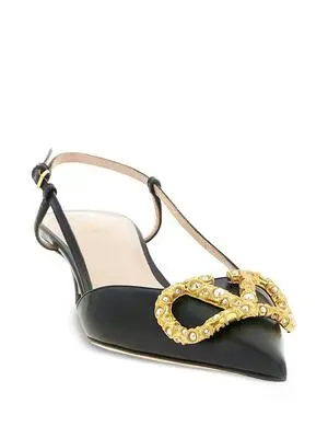 Valentino Garavani 40mm Embellished Slingback Heeled Pumps - Black