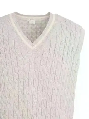 Eleventy Cable-knit V-neck Sleeveless Sweater - Grey