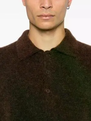 SUNFLOWER Polo-neck Buttoned Sweater - Brown