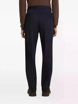 Zegna Pleated Cotton Trousers - Blue