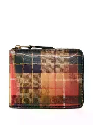 Comme Des Garçons Lenticular Tartan U-zip Wallet - Red