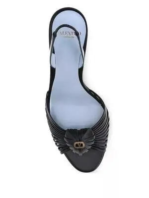 Valentino Garavani 85mm Royal Slingback Leather Sandals - Black