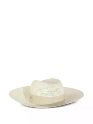 FILIPPO CATARZI Leather-band Panama Hat - White