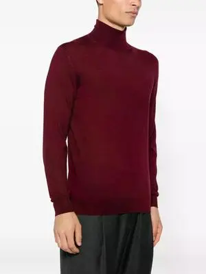 Fedeli Long-sleeve Roll-neck Top - Red