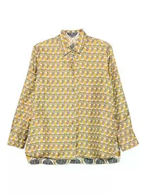 Max Mara Printed Silk Button-down Shirt - Yellow