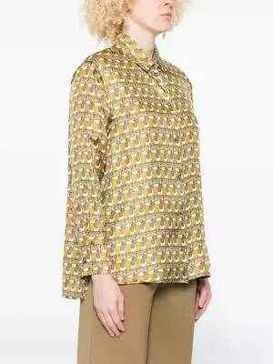 Max Mara Printed Silk Button-down Shirt - Yellow