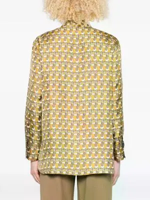 Max Mara Printed Silk Button-down Shirt - Yellow