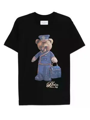 Philipp Plein Teddy-bear-print Cotton T-shirt - Black