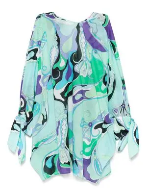Emilio Pucci Pucci Orchid-Print Short Kaftan - Green