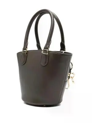 SELF-PORTRAIT Leather Bucket Bag With Crystal Bow Charm