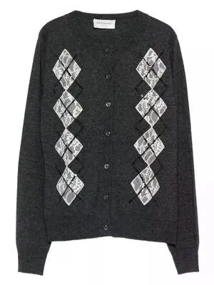 ERMANNO FIRENZE Argyle Pattern Cardigan - Grey