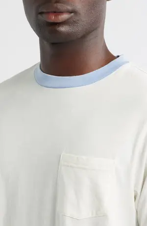 ELWOOD Pocket Ringer T-shirt - White/blue
