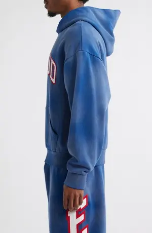 ELWOOD Fireside Distressed Logo Hoodie - Washed Navy