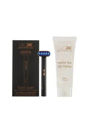 GLO24K 6-in-1 Beauty Therapy Wand + Conductive Hydra Gel - Natural