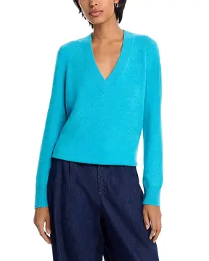 Aqua V Neck Sweaters For Women