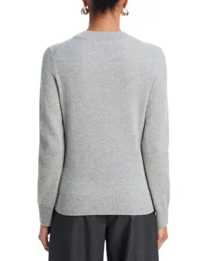 Aqua 100% Cashmere V-neck Sweater - Light Gray