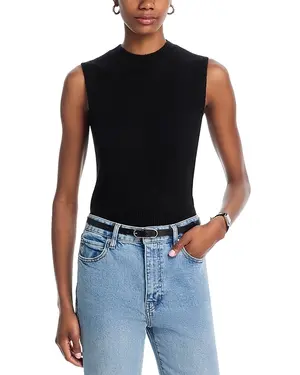 Aqua Cashmere Crewneck Sweater Vest - Black