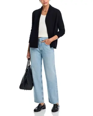 Aqua 100% Cashmere Open Cardigan Sweater - Black