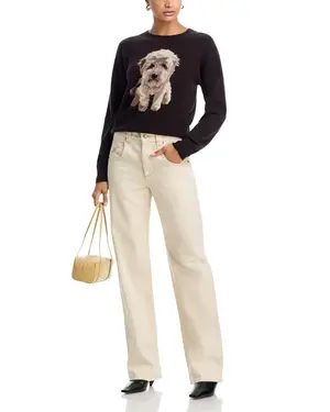 Aqua Cashmere Doodle Dog Crewneck Sweater