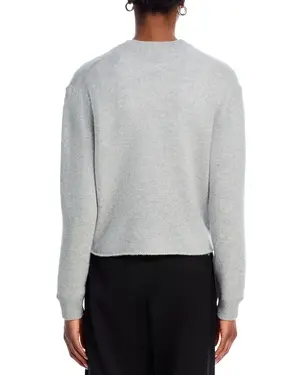 Aqua Cashmere Cropped Sweater - Light Gray