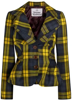 VIVIENNE WESTWOOD Drunken Plaid Wool Jacket - Yellow