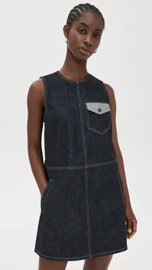 LEE MATHEWS Leo Pinafore Denim Mini Dress