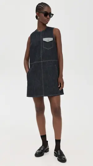 LEE MATHEWS Leo Pinafore Denim Mini Dress